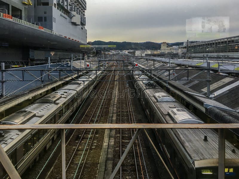 Trains Stop in Train Station Editorial Image - Image of platform ...