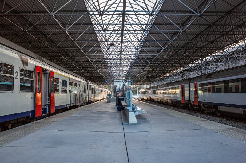 Trains in a Subway Train Station Stock Photo - Image of railroad, ride ...