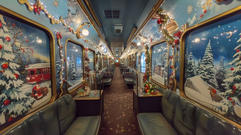 The Trains Windows are Intricately Painted with Scenes of Holiday Cheer ...