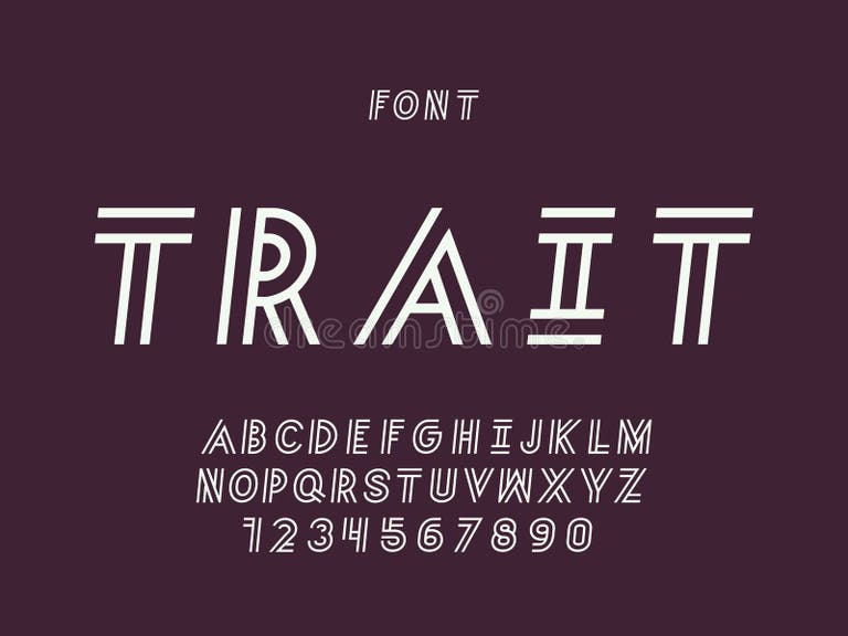 Trait Cursive Font. Vector Alphabet Stock Vector - Illustration of ...