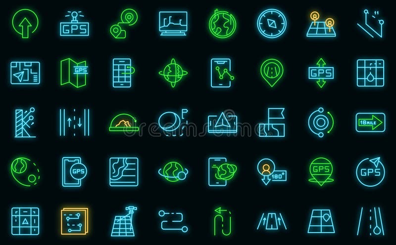 Trajectory Icons Set Outline Vector. Business Road Vector Neon Stock ...