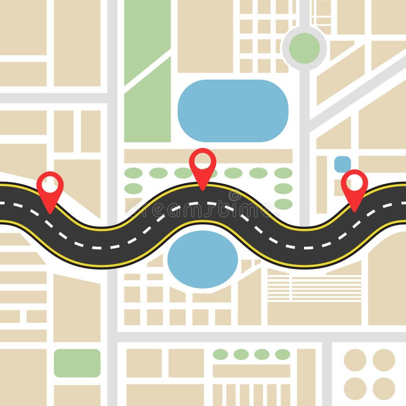 Mapa Do Trajeto Da Navegação Ilustração do Vetor - Ilustração de linha ...