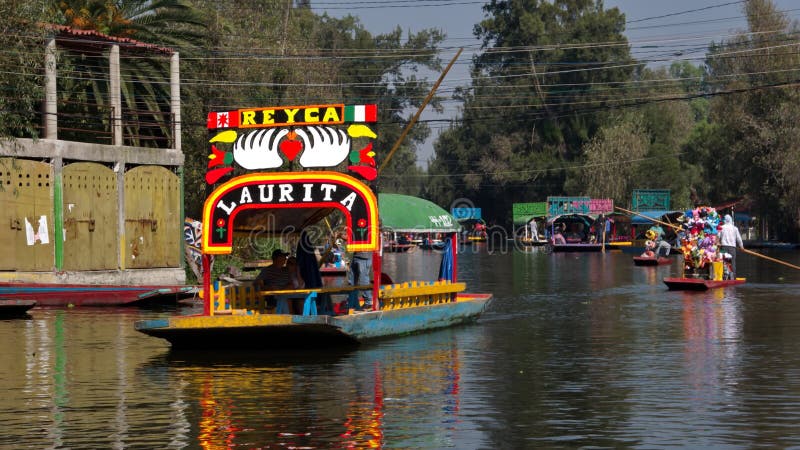 Trajineras in the Canal at Xochimilco Editorial Photo - Image of site ...
