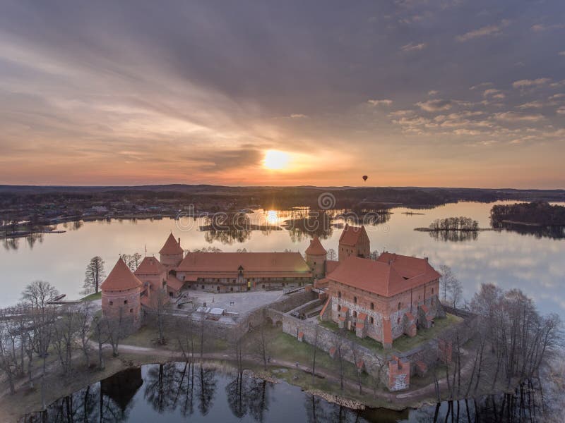Trakai Castle with Lake and Forest in Background. Lithuania Stock Photo ...