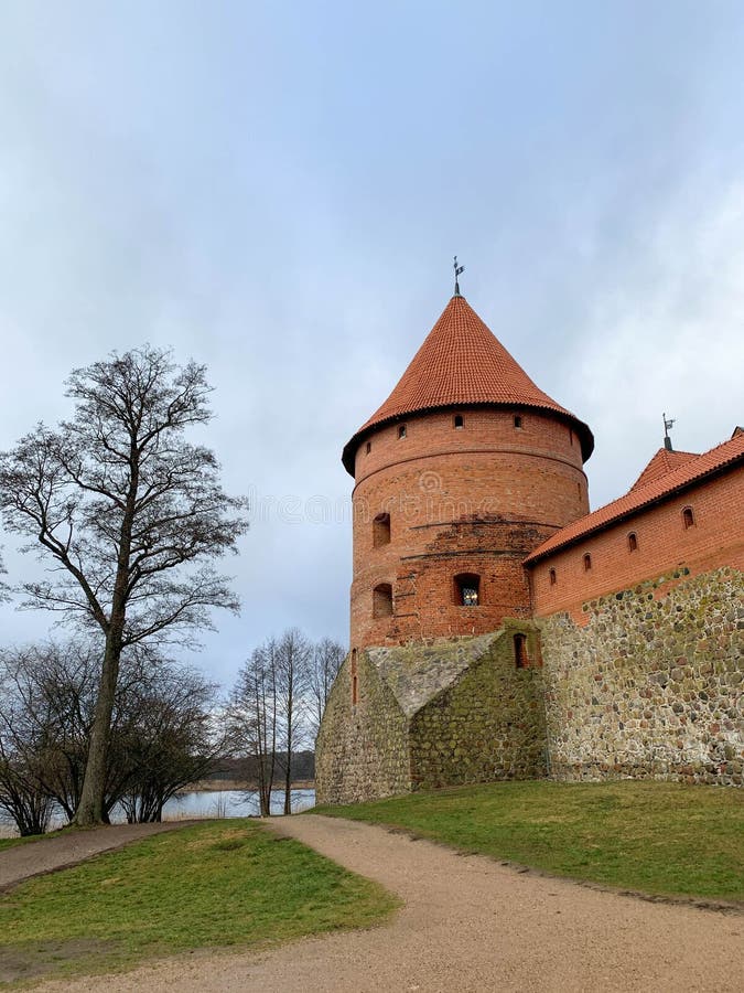 Trakai Castle or Traku Pilis in the Winter Time. Trakai Village ...