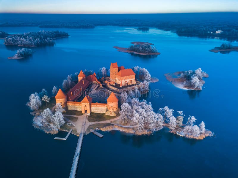 Trakai Castle At Winter, Aerial View Of The Castle Stock Image - Image ...