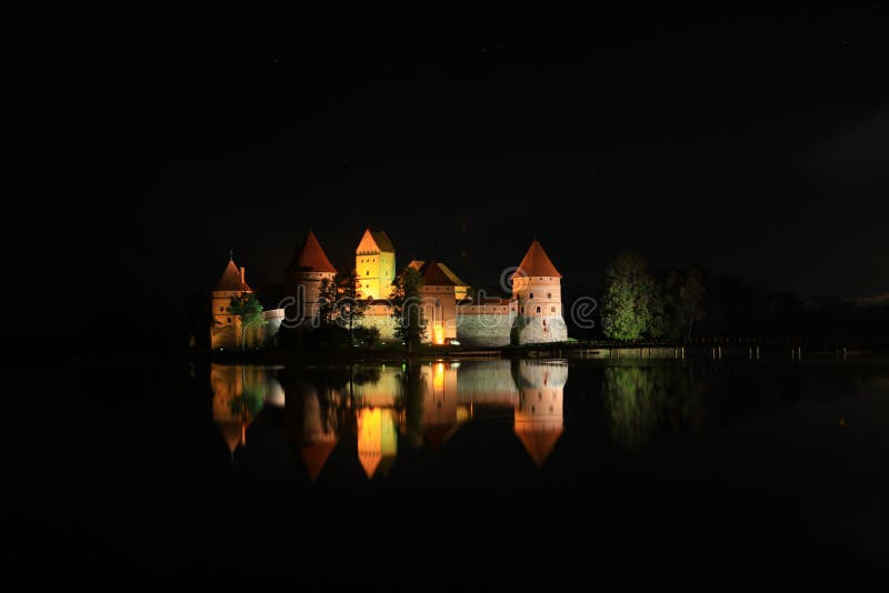 182 Trakai Castle Night Island Castle Trakai Stock Photos - Free ...