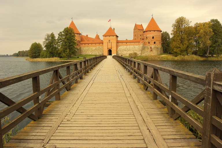 Trakai Island Castle in Lithuania Stock Photo - Image of flag, building ...