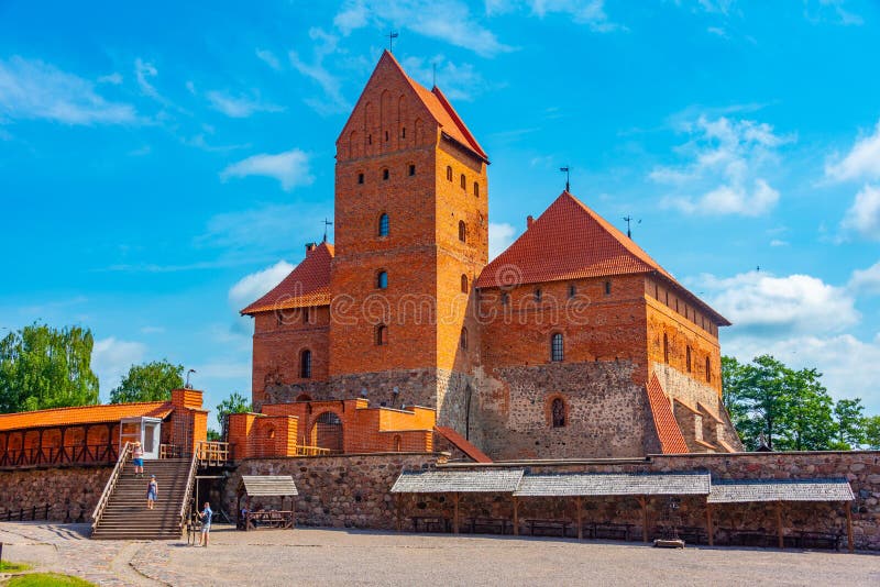 Trakai, Lithuania, July 5, 2022: Courtyard of Trakai Castle in L ...