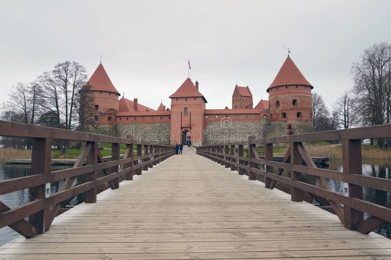 Trakai, Lithuania - November 7, 2017: Trakai Castle with a Wooden ...