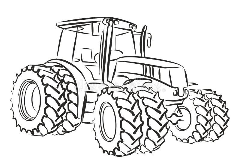 Traktor-Skizze vektor abbildung. Illustration von traktor - 98126435