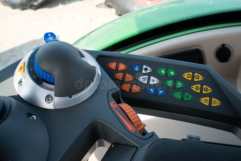Traktor Cabin Device. Inside Modern Tractor. Control Panel with Buttons ...