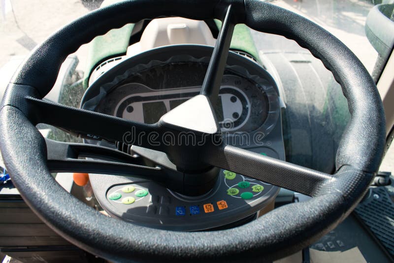 Traktor Cabin Device. Inside Modern Tractor. Control Panel with Buttons ...