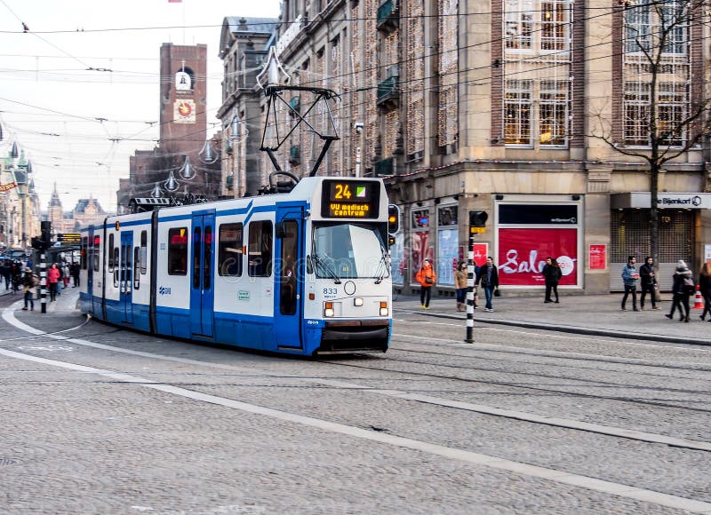 Tram in Amsterdam, Netherlands Editorial Stock Photo - Image of dutch ...