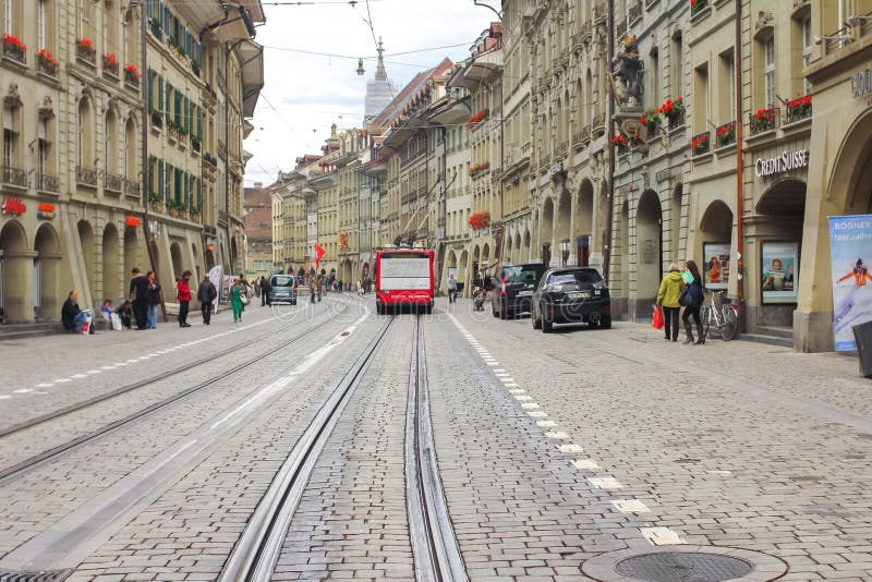 Tram at bern switzerland editorial photo. Image of architecture - 64244086