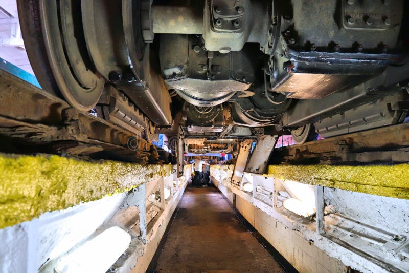 Tram bogie inspection pit stock image. Image of train - 290129921
