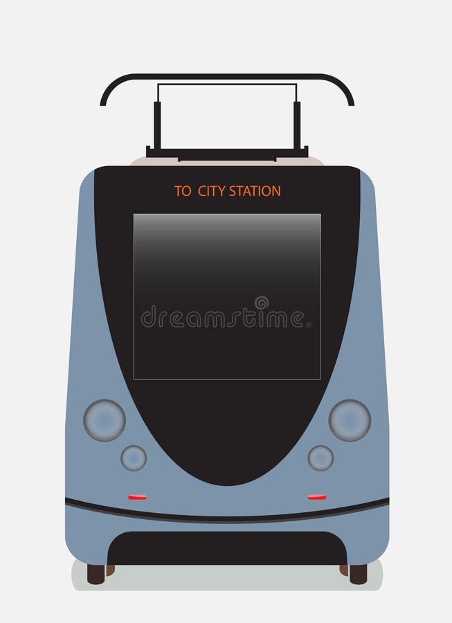 Front View of Modern Design Tram Car Stock Vector - Illustration of ...