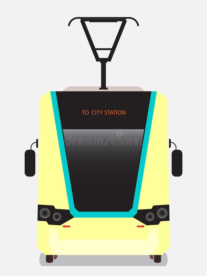 Front View of Modern Design Tram Car Stock Vector - Illustration of ...