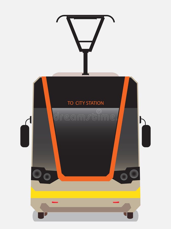 Front View of Modern Design Tram Car Stock Vector - Illustration of ...