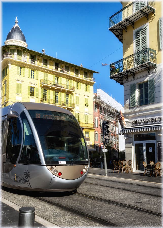 Tram at the Center of Nice, France Editorial Stock Photo - Image of ...