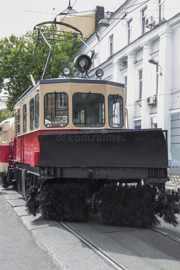 Tram for Cleaning, Retro Style. Vertical Frame Stock Photo - Image of ...