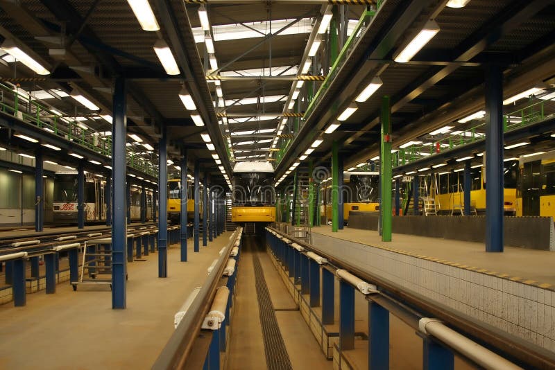 Tram depot stock image. Image of transportation, line - 12845985