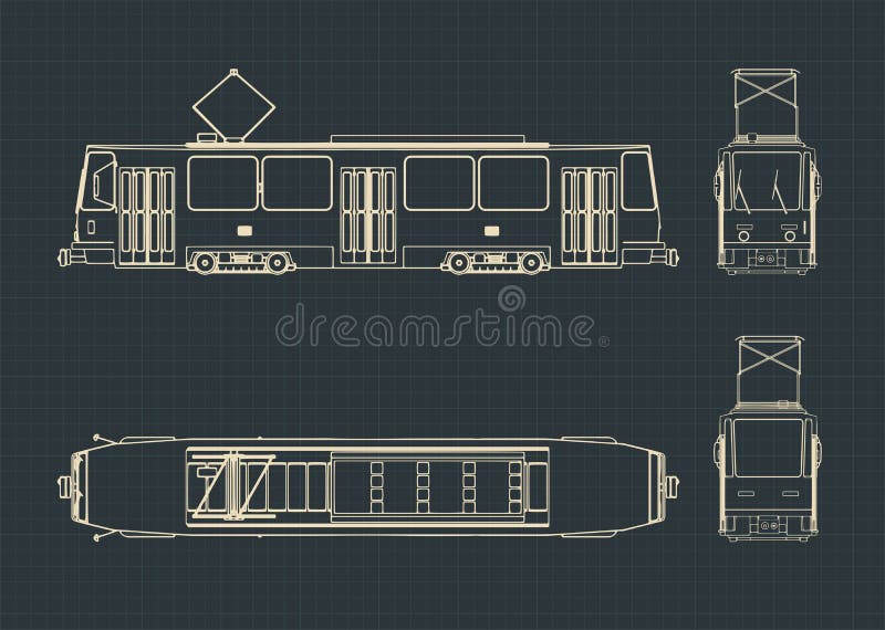 Tram drawings illustration stock vector. Illustration of outline ...