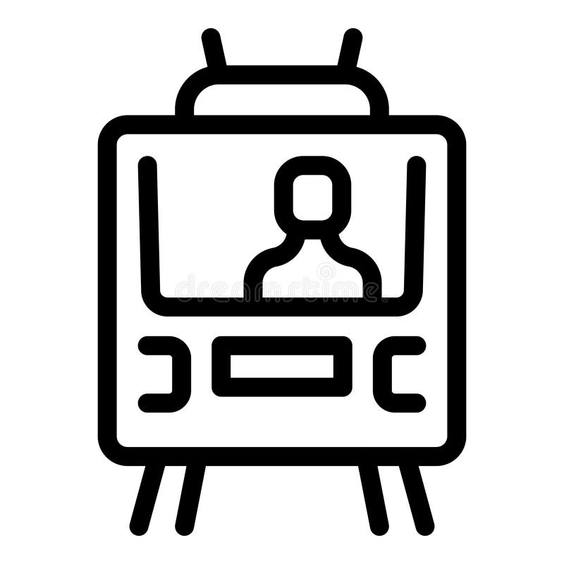 Tram Driver Driving Public Transportation Train Front View Outline ...