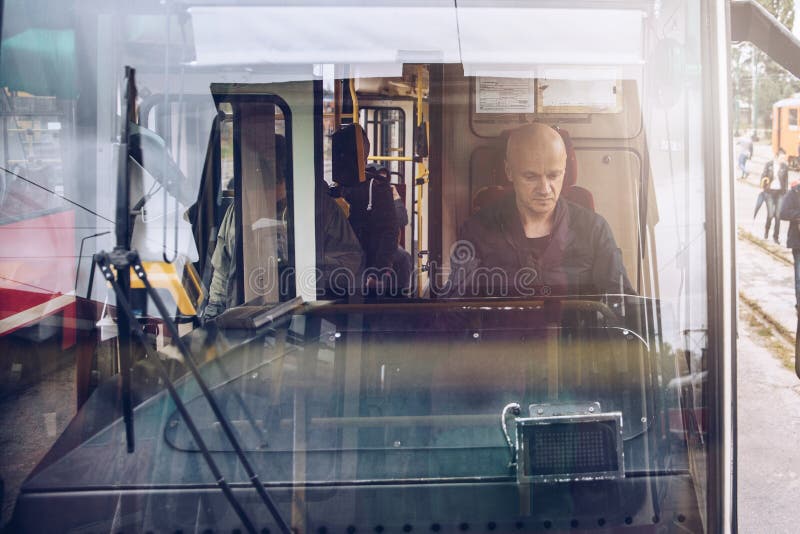 Tram Driver Controlling the Train Stock Photo - Image of public, driver ...