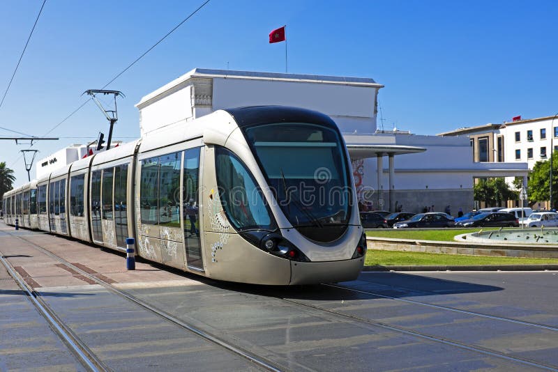 Tram Driving in Rabat Morocco Stock Photo - Image of transportation ...