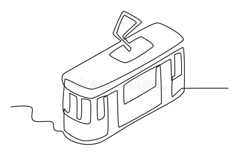 A Tram Driving Up the Top View Stock Vector - Illustration of railroad ...