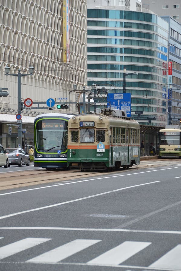 Tram 7 and 3 at Hiroshima Japan Editorial Photography - Image of japan ...