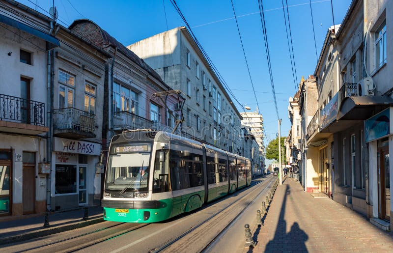 Tram in Iasi editorial image. Image of street, cables - 263953000