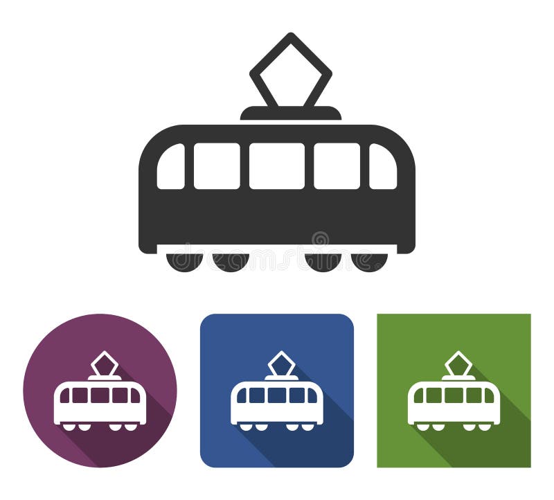 Tram Icon in Different Variants Stock Vector - Illustration of graphic ...