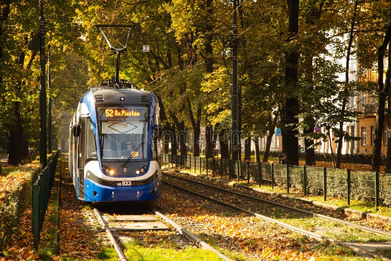 Tram in Krakow, Poland editorial image. Image of city - 295486705