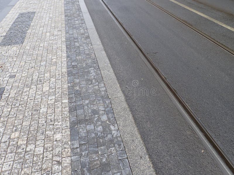 Tram Line Railway on a Street Stock Photo - Image of steel, path: 262752208