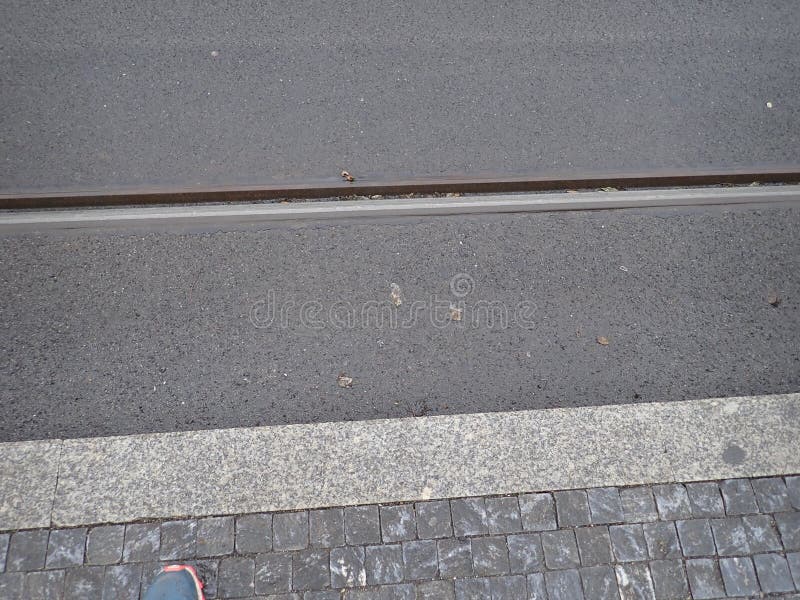 Tram Line Railway on a Street Stock Image - Image of direction ...