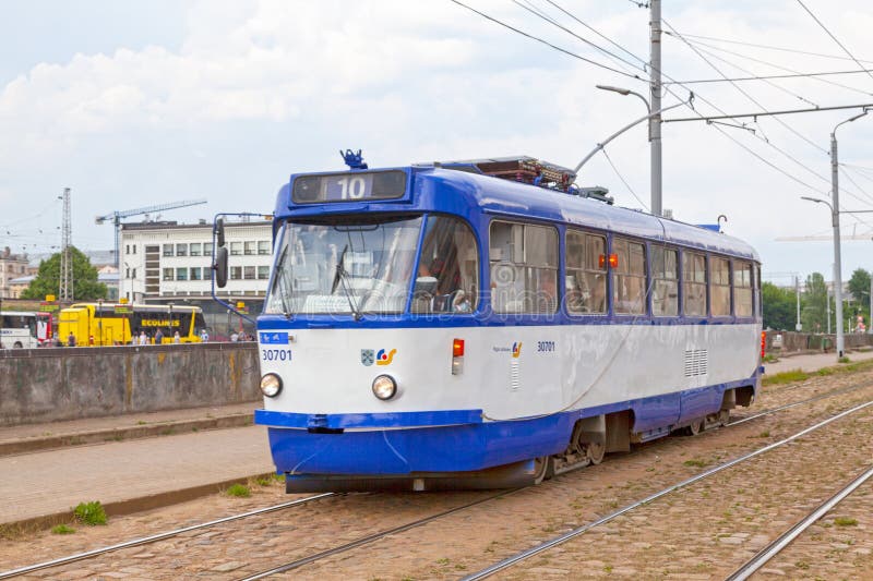 Tram of the Line 10 in Riga Editorial Image - Image of transport, tram ...