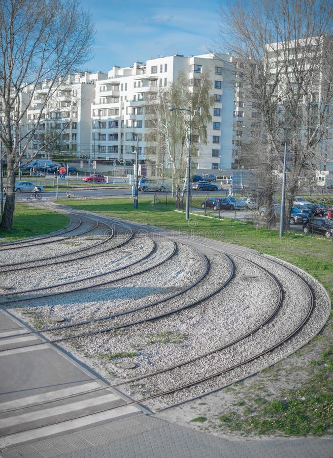 Tram line stock image. Image of gray, warsaw, line, halt - 53522645