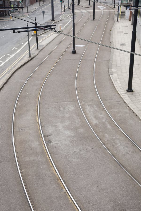 Tram Lines on Street stock photo. Image of scene, exterior - 42781042