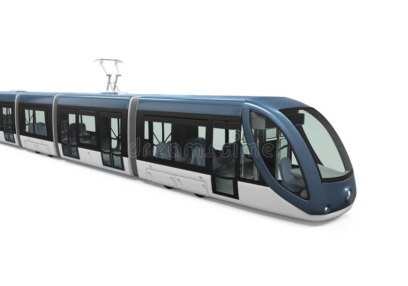 Tram Moderne D'isolement Sur Le Fond Blanc Illustration de Vecteur ...