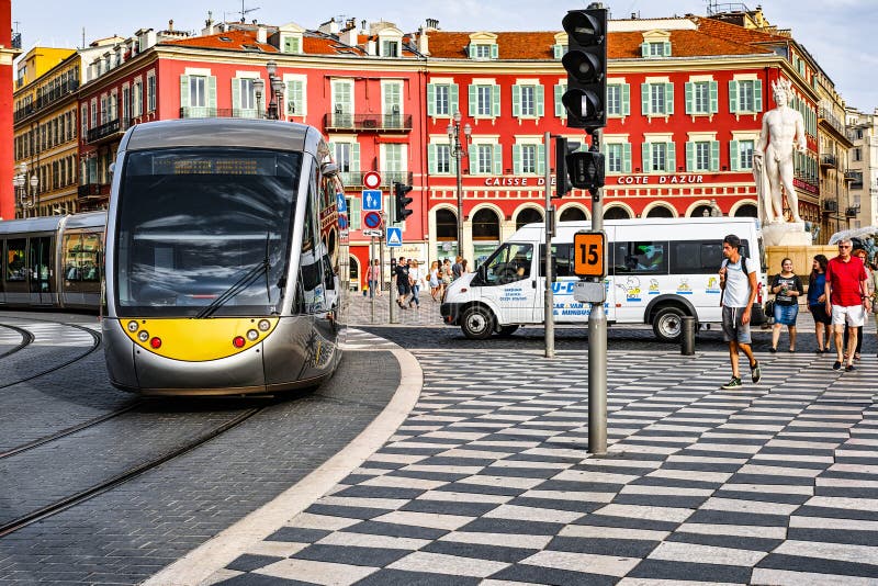 Tram in Nice editorial stock photo. Image of cable, center - 89739183