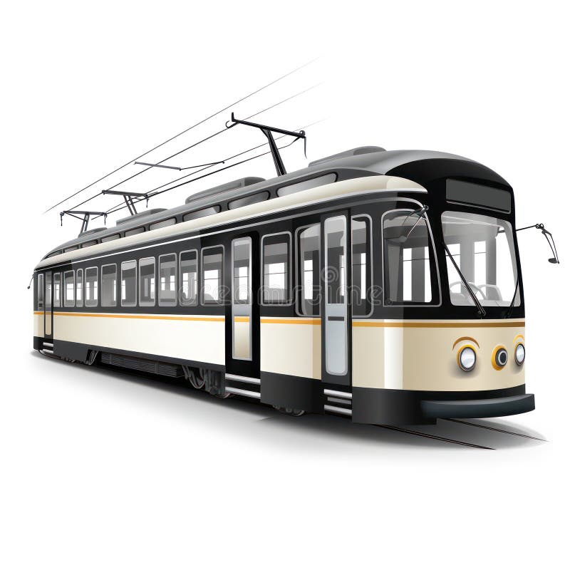 Tram on Rails in the City Illustration Stock Illustration ...