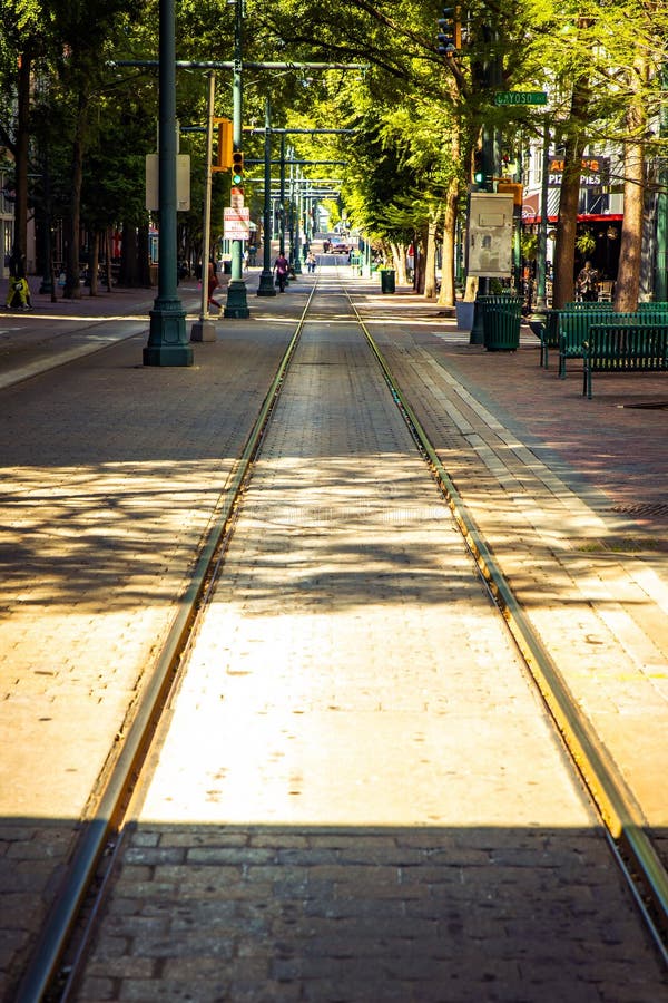 Tram Rails on Memphis Main Street at Day Editorial Photo - Image of ...