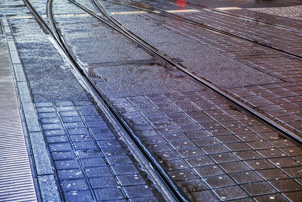 Tram rails stock image. Image of direction, railroad - 151240285