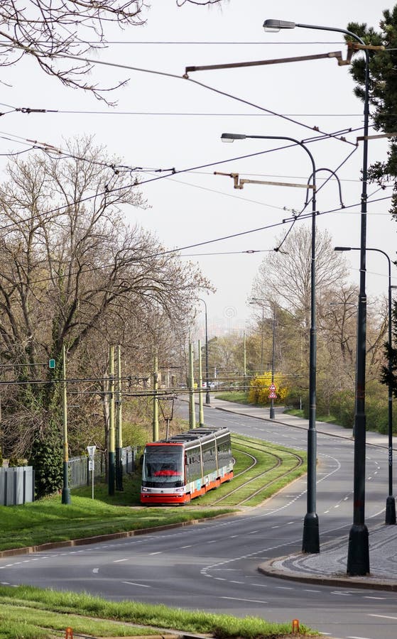 .tram Running on Tracks in the City Stock Photo - Image of pollution ...