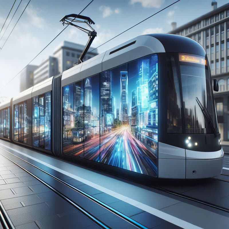 Tram S Digital Advertisement Close Up of a Side Panel Stock Image ...