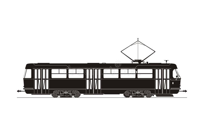 Tram - white vector icon stock vector. Illustration of black - 138383405