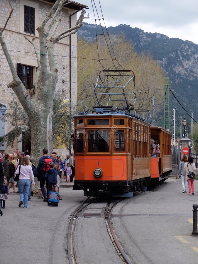 Tram at Soller, Mallorca, Spain Editorial Photography - Image of ...