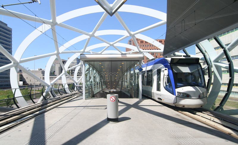 Modern Elevated Tram Railway Stock Image - Image of hague, offices: 5269783